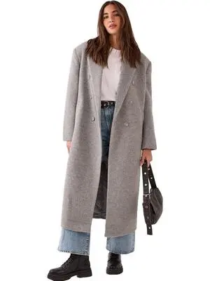 Nasty Gal Double Breasted Smart Coat - Light Grey