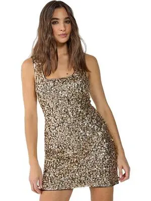 Nasty Gal Strappy Back Cluster Embellished Mini Dress - Gold