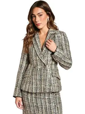 Coast Sequin Tweed Fitted Blazer - Mono