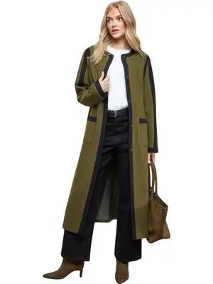 OASIS Tipped Longline Coat - Olive