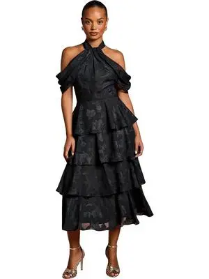 Coast Petite Cold Shoulder Midaxi Dress - Black