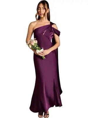 Coast Satin Fishtail Maxi Dress - Grape