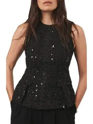 Mint Velvet Embellished Backless Waistcoat - Black