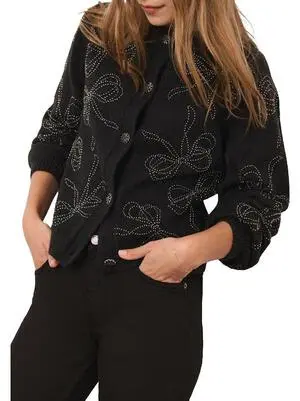 Mint Velvet Bow Embellished Cardigan - Black
