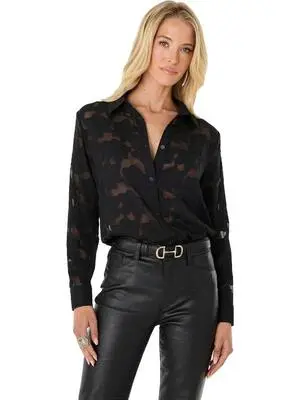 THE NOLI SHOP Stelle Button-up Floral Lace Top - Black