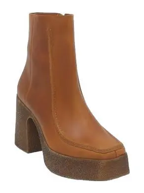 STIVALI NEW YORK Agathe Platform Ankle Boots - Cognac