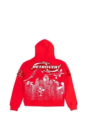 RETROVERT Embroidered Varsity Hoodie Red