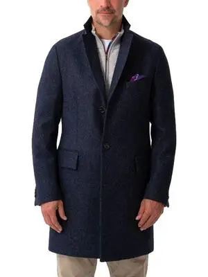 KOY CLOTHING Long Sleeve Wool Collared Coat - Navy