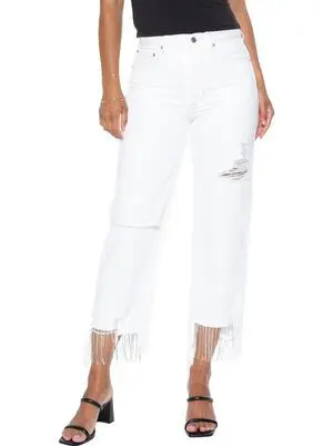 BLUE REVIVAL Nash Vegas Embellished Crop Jeans - White
