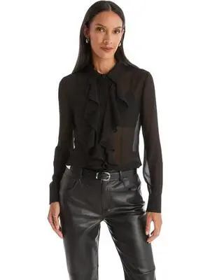 THE NOLI SHOP Georgia Semi-sheer Blouse - Black