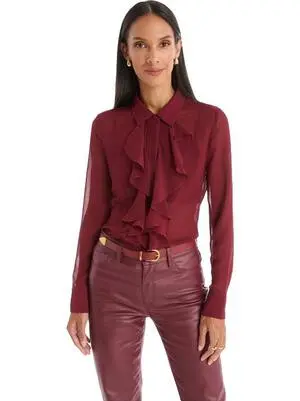 THE NOLI SHOP Georgia Semi-sheer Blouse - Burgundy