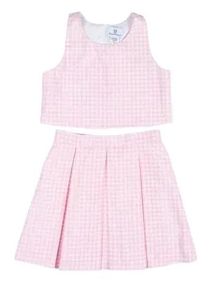 FLORENCE EISEMAN Houndstooth Top And Pleated Skirt Set