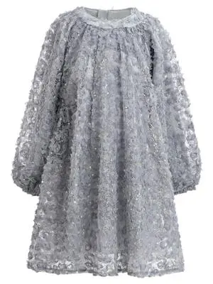SWEET CACTUS Sheer Floral Lace Dress - Blue