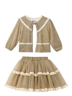 SWEET CACTUS Lace And Tulle Skirt Set - Brown