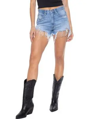 BLUE REVIVAL Nash Vegas Embellished Denim Shorts - Athens