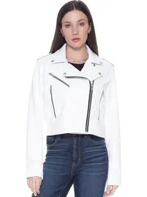 BLUE REVIVAL Faux Leather Biker Jacket - Cloud