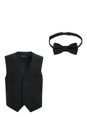 MOUSTACHE Vest And Bow Tie Set - Black