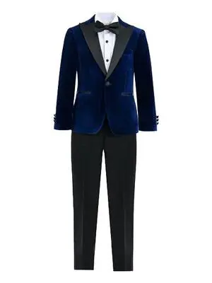 MOUSTACHE Velvet Suit With Peak Lapel - Blue
