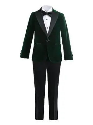 MOUSTACHE Velvet Suit With Peak Lapel - Green