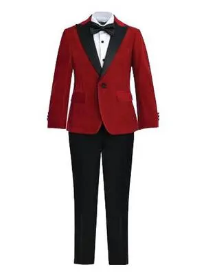MOUSTACHE Velvet Suit With Peak Lapel - Red