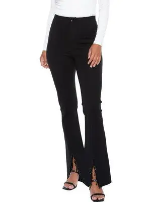 BLUE REVIVAL Ooh La La Ponte Bootcut Pants With Beading - Black