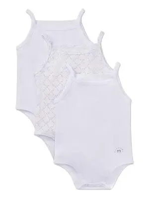 MINIMOI 3-pack Cotton Ribbed And Dot Pattern Bodysuits - White Pink