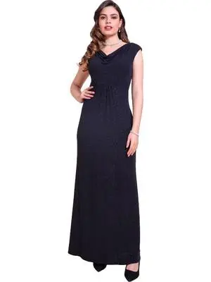 ALIE STREET LONDON Cowl Neck Maxi Dress - Glitter Black