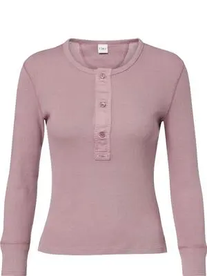 Chloé Ribbed-knit Cotton Henley Shirt - Pink