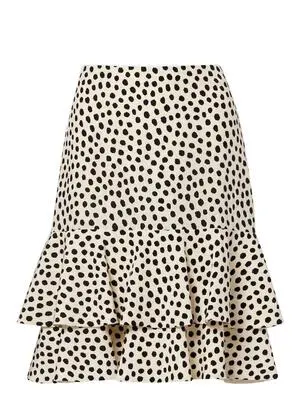 Chloé Polka-dot Tiered Silk Miniskirt - White