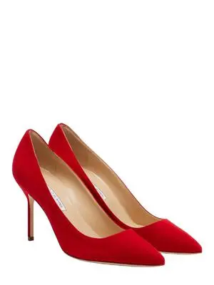 Manolo Blahnik Bb 90 Suede Pumps - Red