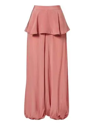 ADRIANA DEGREAS Solid Peplum Balloon Pants - Pink