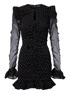 ROTATE BY BIRGER CHRISTENSEN Torana Polka-Dot Ruched Minidress