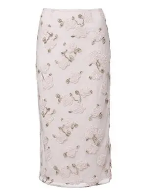 ROTATE BY BIRGER CHRISTENSEN Tasha Beaded Pencil Skirt - Pink