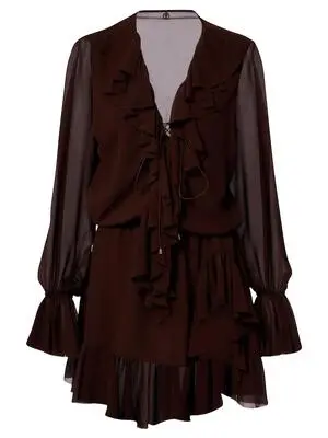 BANANHOT Bellen Ruffled Minidress - Brown