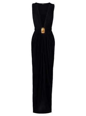 Balmain Embellished Jersey Maxi Dress - Black