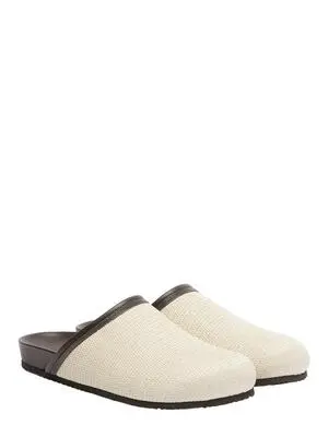 Brunello Cucinelli Monili Leather-trimmed Mules - Beige