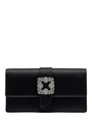 Manolo Blahnik Capri Embellished Satin Clutch - Black