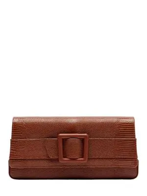 Manolo Blahnik Maygot Snake-effect Leather Clutch - Brown