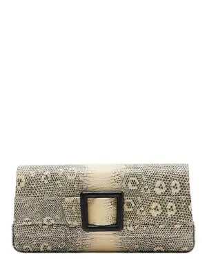 Manolo Blahnik Maygot Snake-effect Leather Clutch - Black