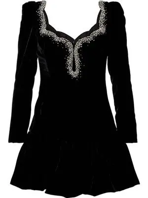 CLIO PEPPIATT Edie Crystal-embellished Velvet Minidress - Black