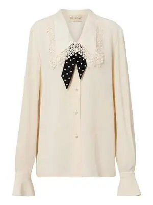 Valentino Garavani Ruffled Silk Crêpe De Chine Blouse - White