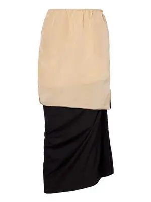 Calvin Klein Layered Wool And Silk Maxi Skirt - Black