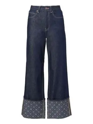 Tory Burch Monogram Wide-leg Jeans - Blue