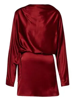 Staud Phoebe Silk-blend Satin Minidress - Red