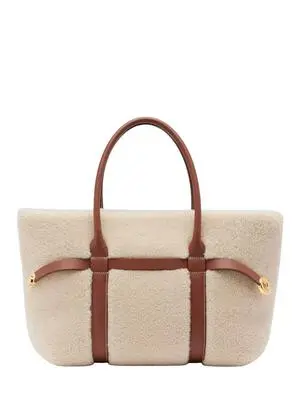Loro Piana Ghiera Small Shearling-trimmed Tote Bag - Beige