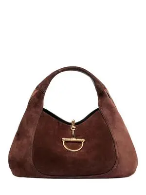 Gucci Softbit Maxi Suede Shoulder Bag - Brown