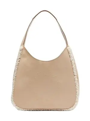 Stella McCartney Teddy-trimmed Shoulder Bag - Beige