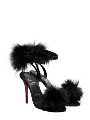 CHRISTIAN LOUBOUTIN Patapompom 100 Crêpe Satin Sandals - Black