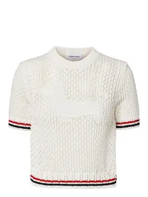Thom Browne Jacquard Cotton Sweater - White