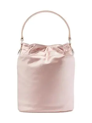 Staud Leather-trimmed Satin Bucket Bag - Pink